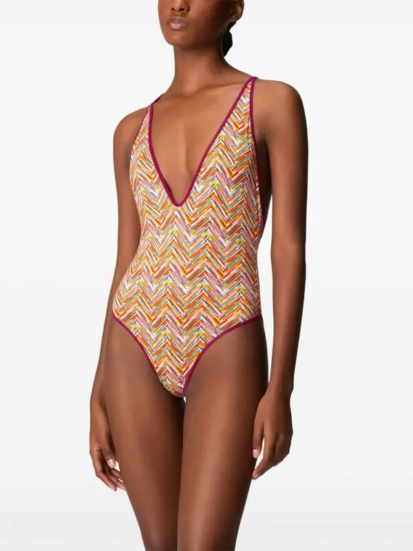 Missoni Zigzag-print One-piece Swimsuit - Orange