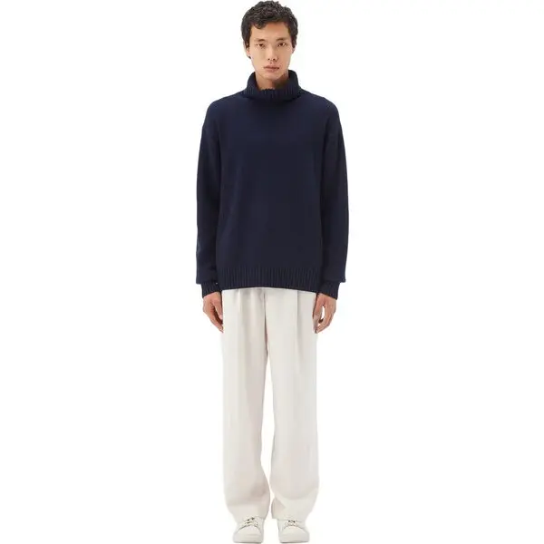 Gobi Cashmere Classic Turtleneck Sweater - Navy