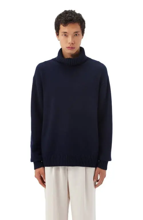 Gobi Cashmere Classic Turtleneck Sweater - Navy