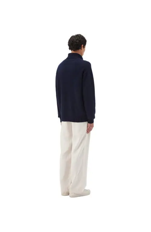 Gobi Cashmere Classic Turtleneck Sweater - Navy