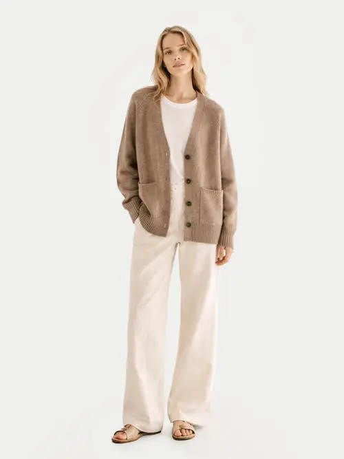 Gobi Cashmere Relaxed-fit Cardigan - Taupe