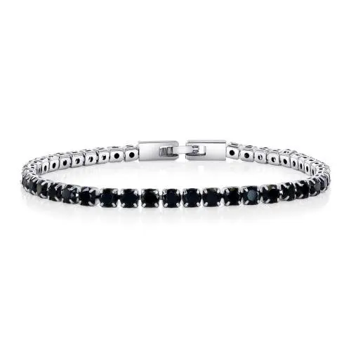 DONATELLO GIAN Round Cut Created Onyx Tennis Bracelet - Black