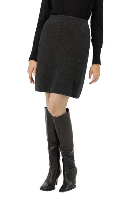 Gobi Cashmere Ribbed Knit Mini Skirt - Charcoal