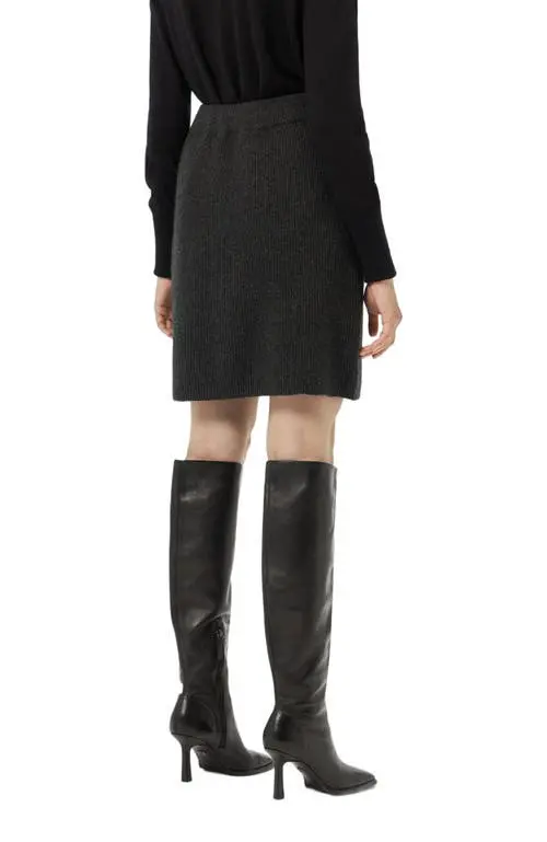 Gobi Cashmere Ribbed Knit Mini Skirt - Charcoal