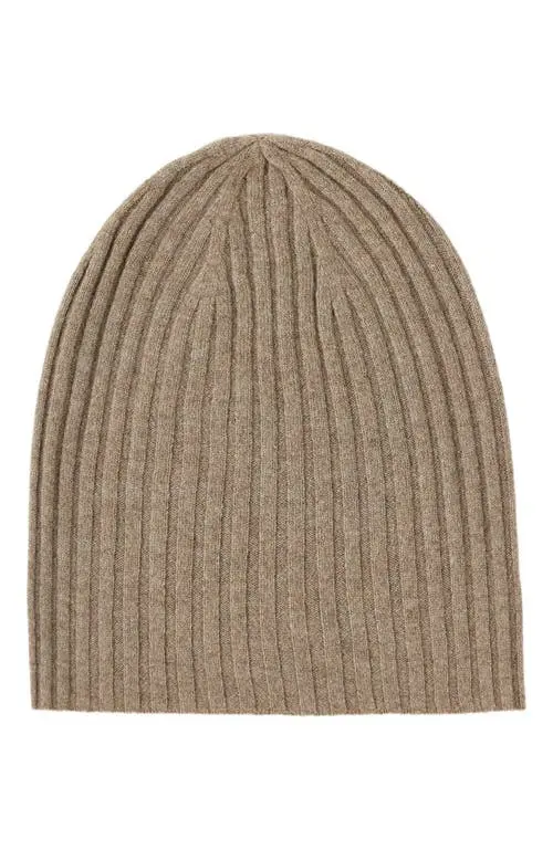 GOBI MONGOLIAN CASHMERE Cashmere Rib Knit Beanie - Taupe
