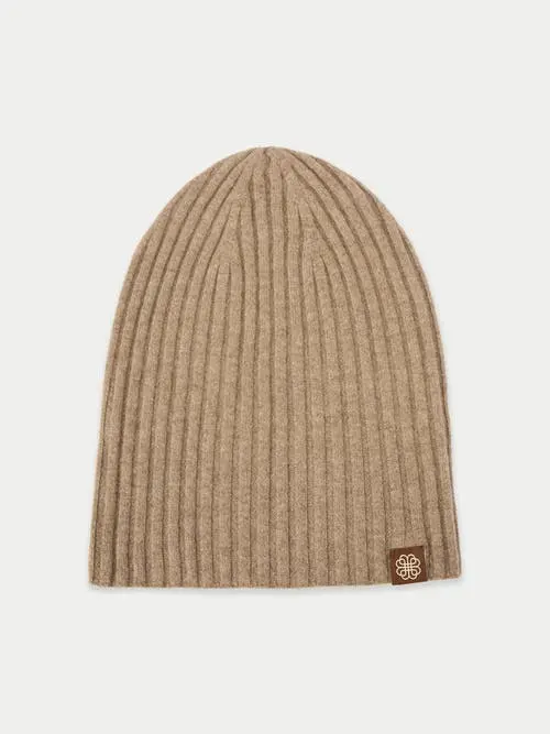 Gobi Cashmere Cashmere Rib Knit Beanie - Taupe