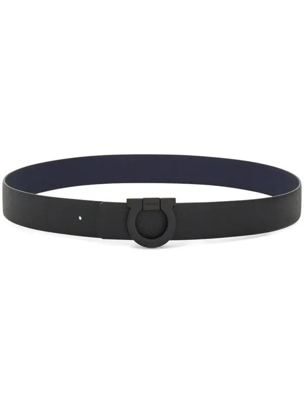 FERRAGAMO Gancini Leather Belt - Black