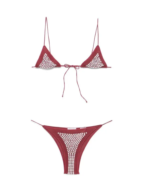 Oseree Crystal-embellished Bikini - Red