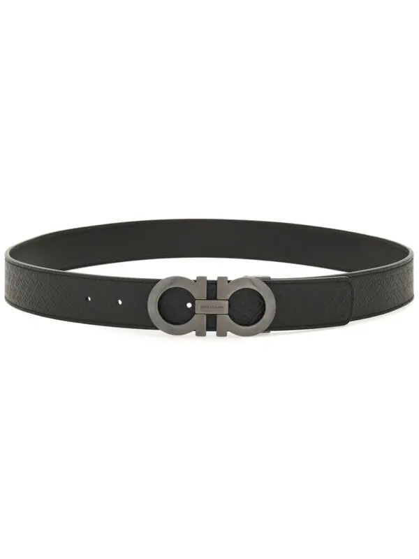 FERRAGAMO Reversible Gancini Belt - Black