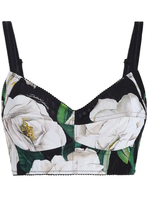 Dolce & Gabbana Printed Bustier Top - Black