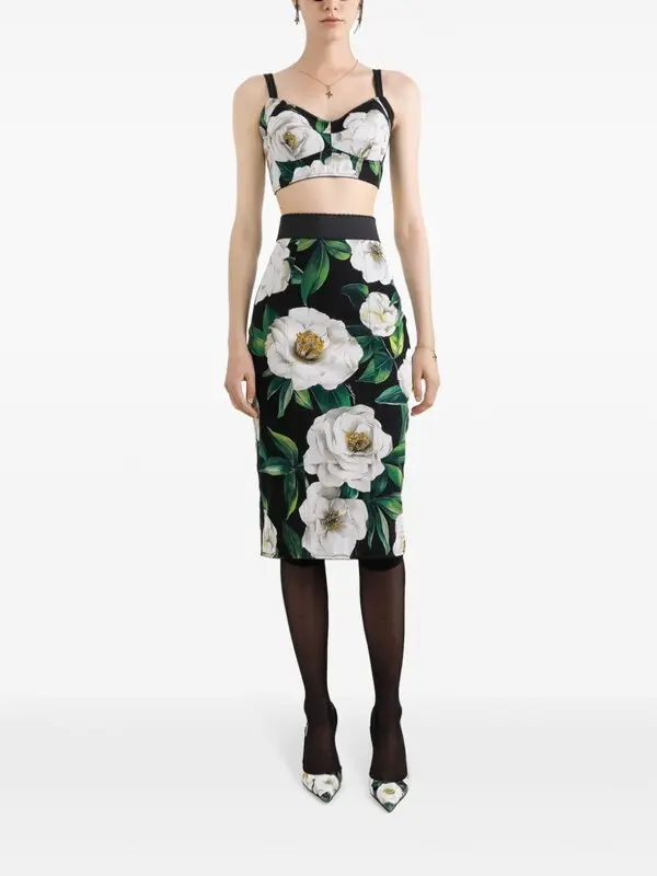 Dolce & Gabbana Printed Bustier Top - Black