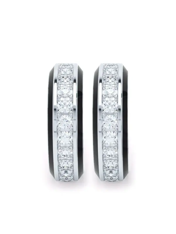 LOEV 14k White Gold Diamond Eternity Earrings - Silver