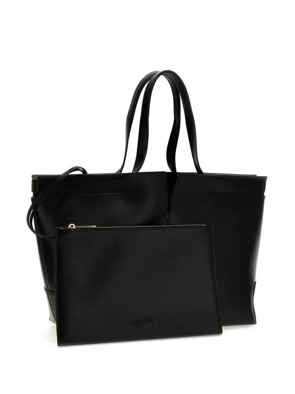 TOD'S Folio Leather Tote Bag - Black