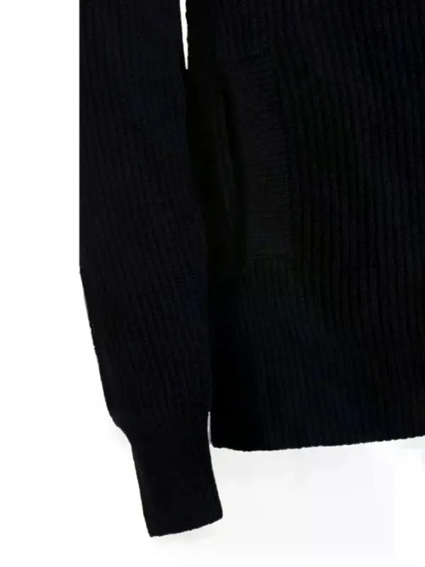 Brunello Cucinelli Ribbed High Neck Cardigan - Blue