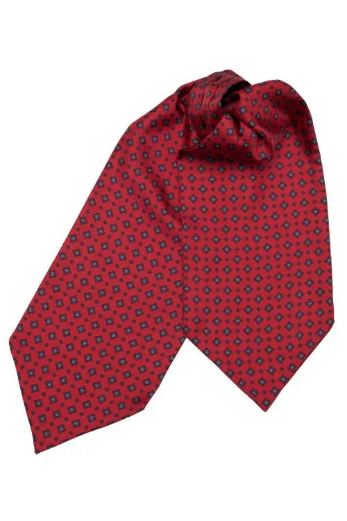 ELIZABETTA Corbara Silk Ascot Cravat Tie - Dark Red