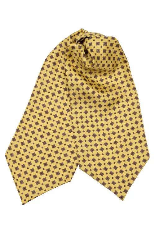 ELIZABETTA Corbara Silk Ascot Cravat Tie - Yellow