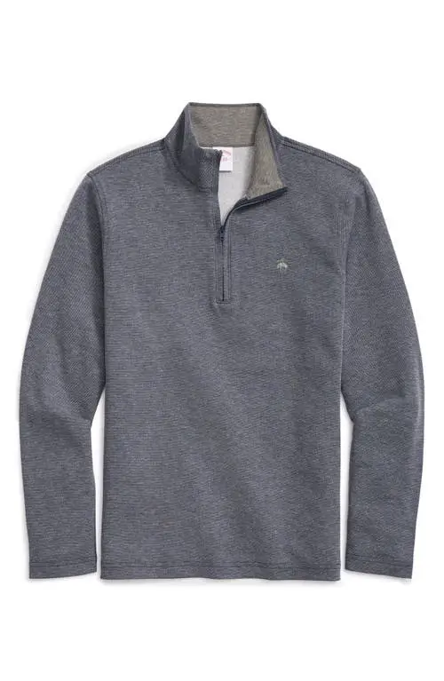 Brooks Brothers Heathered Piqué Half Zip Pullover - Navy