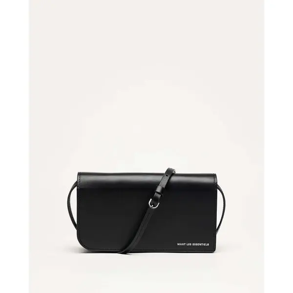WANT Les Essentiels Arch Smooth Leather Wallet On Strap - Black
