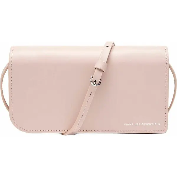 WANT Les Essentiels Arch Smooth Leather Wallet On Strap - Blush