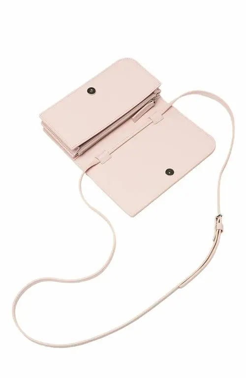 WANT Les Essentiels Arch Smooth Leather Wallet On Strap - Blush
