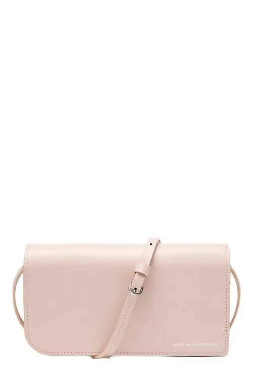 WANT Les Essentiels Arch Smooth Leather Wallet On Strap - Blush