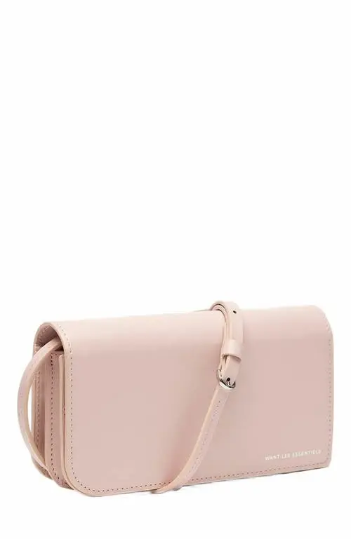 WANT Les Essentiels Arch Smooth Leather Wallet On Strap - Blush