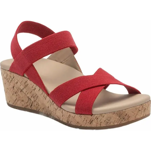 ABEO Riviera Stretch Wedge Sandal - Red - Regular