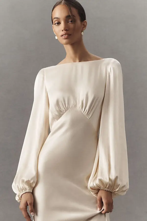 Shona Joy La Lune Balloon-Sleeve Open-Back Maxi Dress In Ivory - 16% Off |  Editorialist