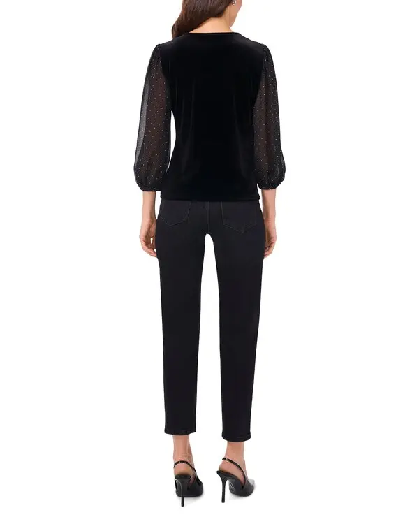 Vince Camuto Velvet Sheer Sleeve Top