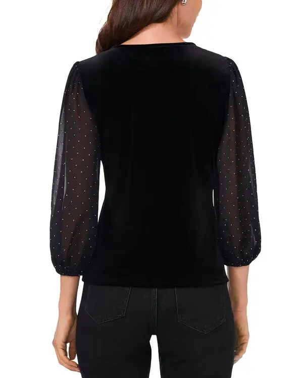 Vince Camuto Velvet Sheer Sleeve Top