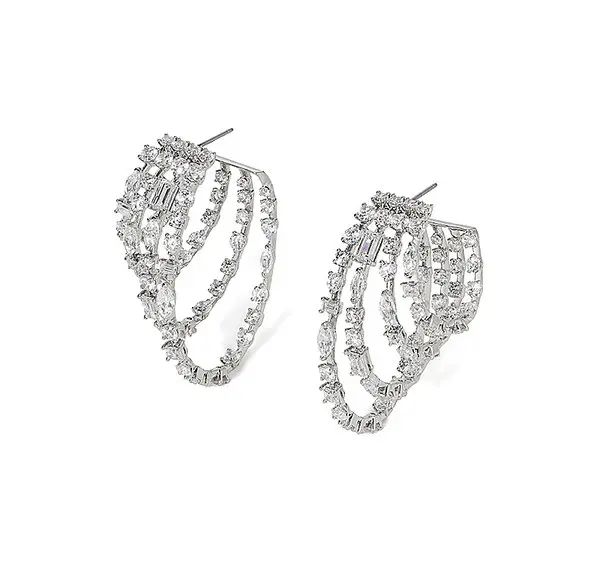 Nadri Cabaret Cubic Zirconia Hoop Earrings - Silver