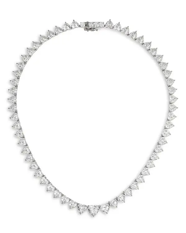 Nadri Heart Cubic Zirconia Collar Necklace - Silver
