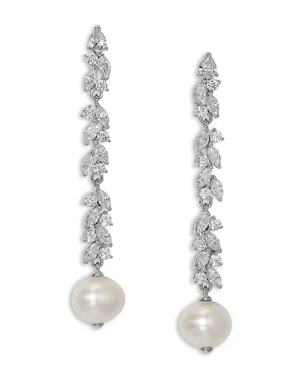 Nadri Sav Cubic Zirconia & Cultured Pearl Drop Earrings - Silver