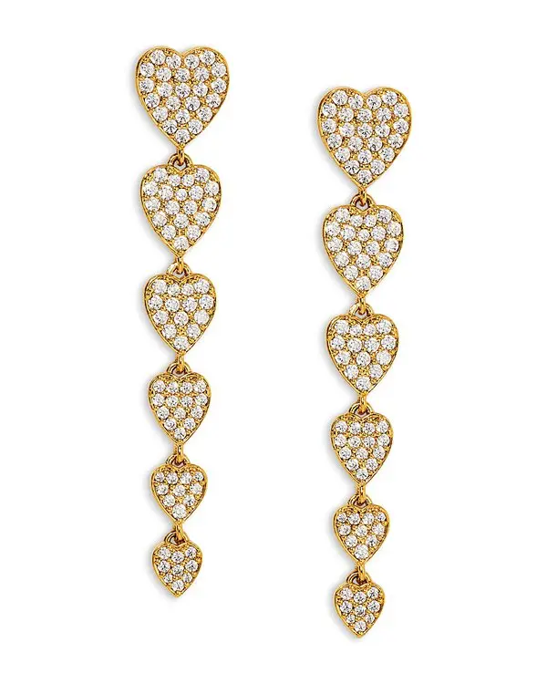 Nadri Heart Linear Drop Earrings - Gold