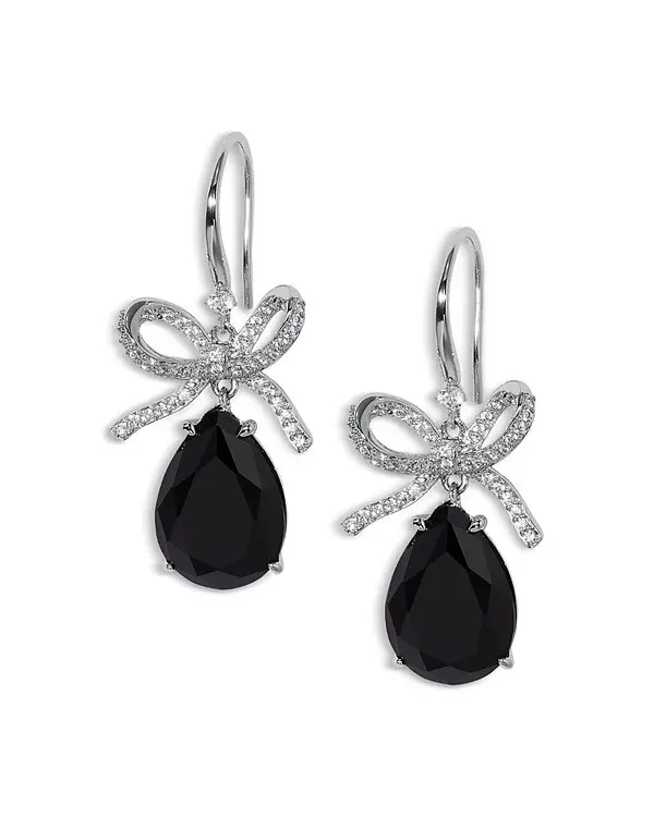 Nadri Macaron Cubic Zirconia Pear Drop Earrings - Silver/black