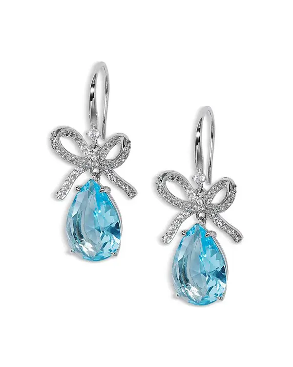 Nadri Macaron Cubic Zirconia Pear Drop Earrings - Silver/blue