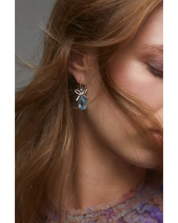 Nadri Macaron Cubic Zirconia Pear Drop Earrings - Silver/blue