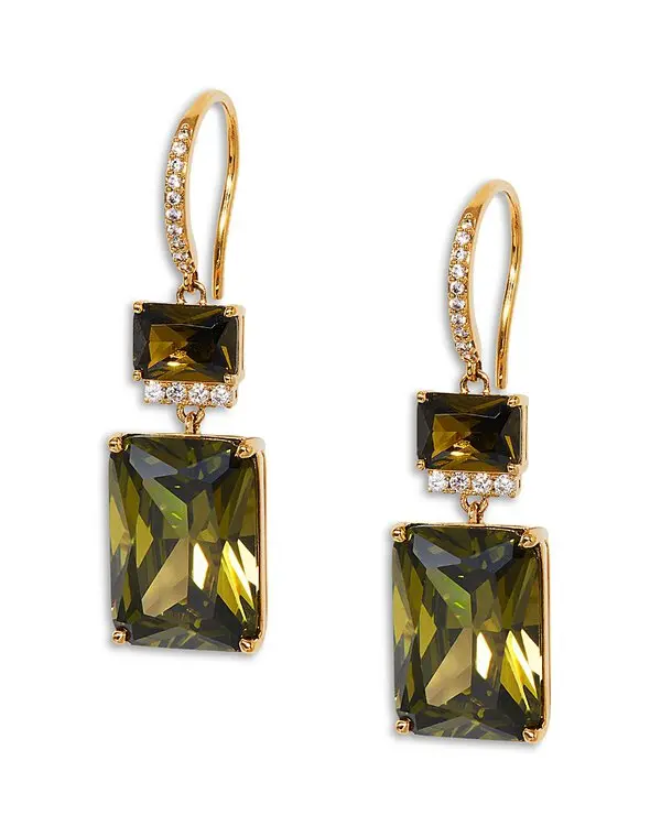 Nadri Macaron Cubic Zirconia Drop Earrings - Gold/green