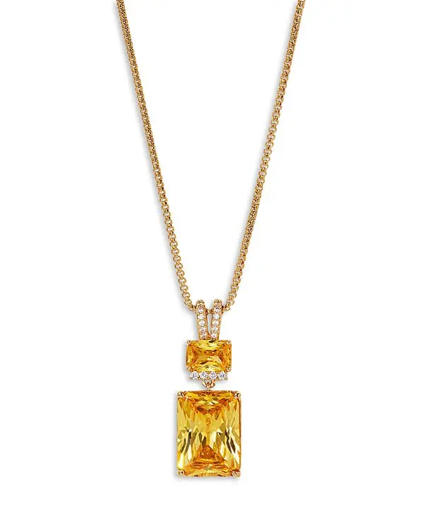 Nadri Macaron Cubic Zirconia Double Drop Pendant Necklace - Gold/yellow