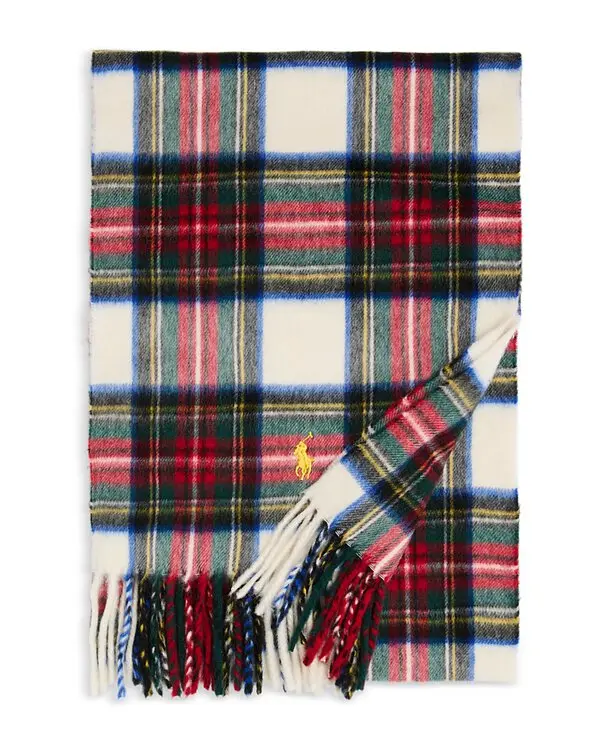 Polo Ralph Lauren Classic Cashmere Tartan Scarf - Cream Plaid
