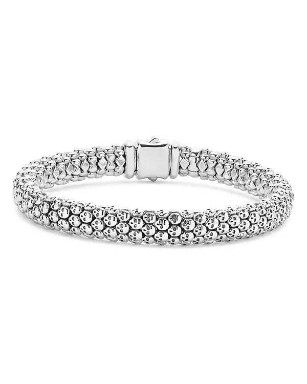 Lagos Sterling Anthem Skull Caviar Beaded Bracelet - Silver