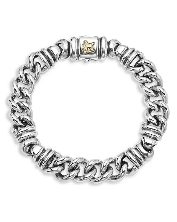 Lagos 18k Yellow Gold & Sterling Anthem Twist Curb Chain Link Bracelet - Silver
