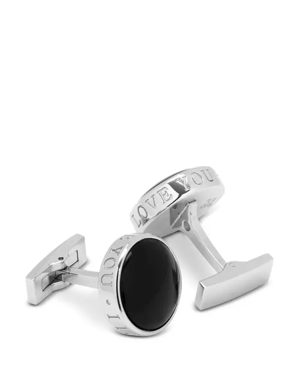 CUFFLINKS, INC. Onyx I Love You Stainless Steel