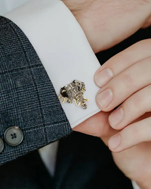 CUFFLINKS, INC. Sterling And 14k Gold Elephant