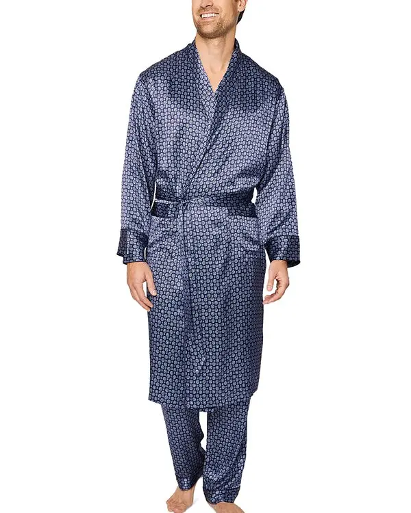 PETITE PLUME Silk Foulard Robe - Midnight Foulard