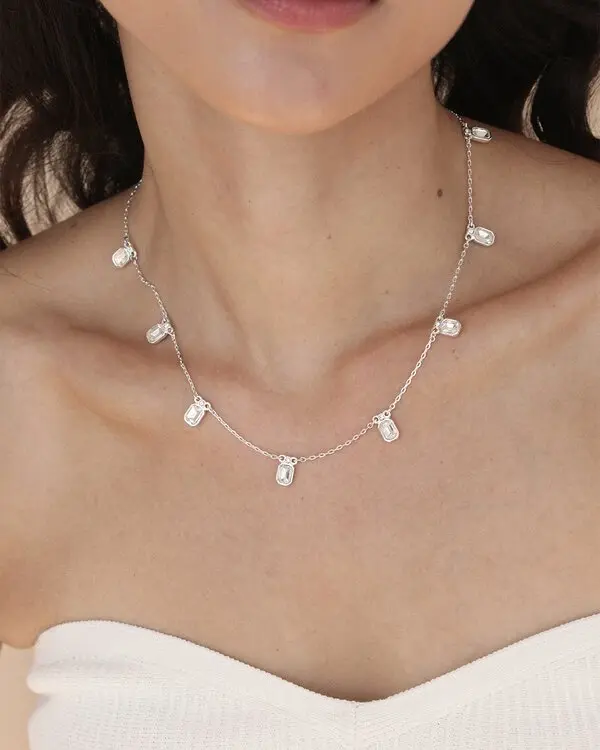 Ettika Stone Charm Necklace - Silver