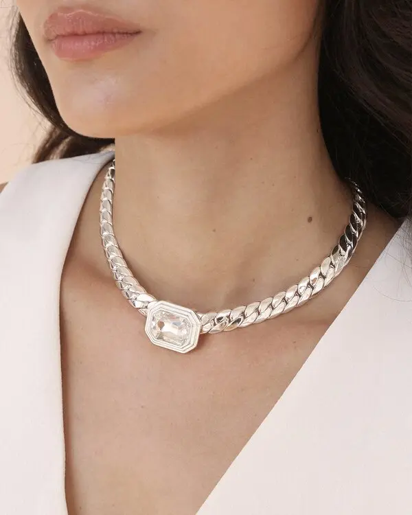 Ettika Stone Necklace - Silver