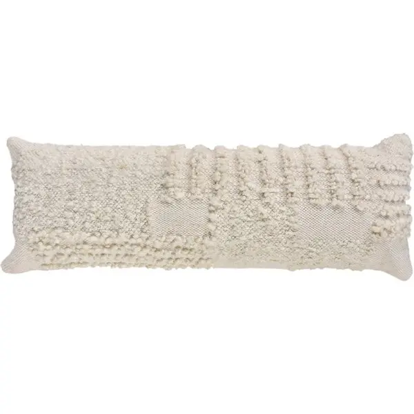 Anaya Boucle Patchwork Handwoven Pillow With Down Alternative Insert - White