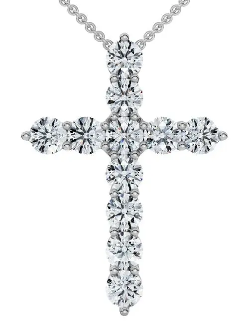 BLISS DIAMOND 1.25ct Lab Grown Diamond Cross 14k Gold 18" Necklace - White Gold