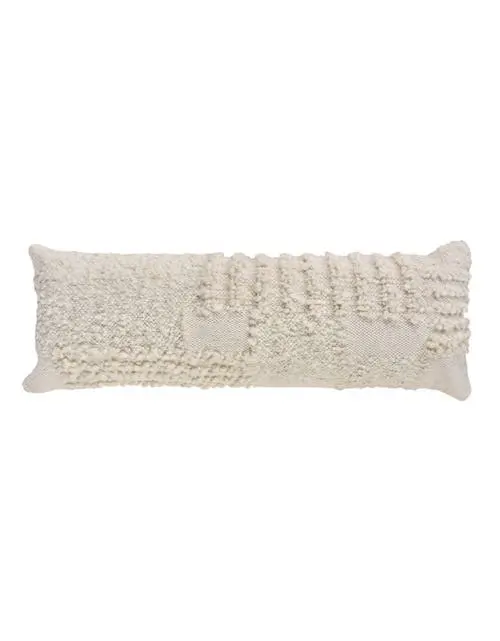 Anaya Boucle Patchwork Handwoven Pillow With Down Insert - White